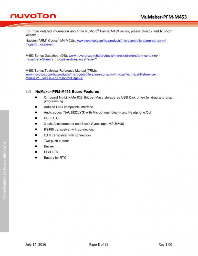 NuMaker-PFM-M453 manual page 8