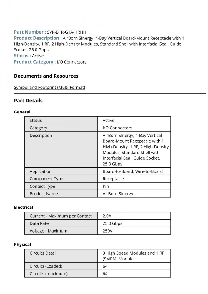 Product document image 1 for SVR-B1R-G1A-HRHH