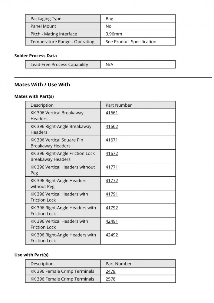 MOLEX KK 396 specification page preview 3