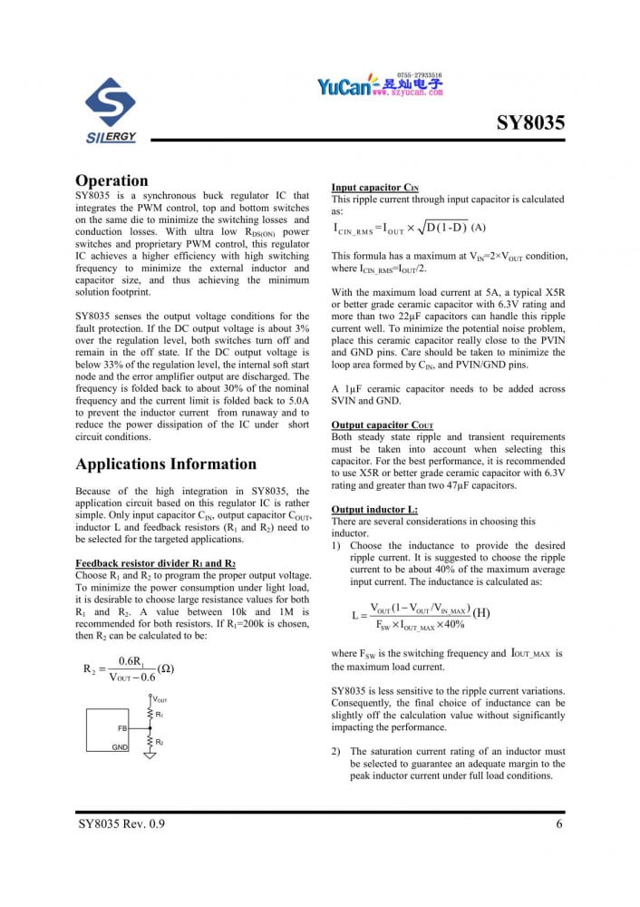 SY8035DBC technical document page 6