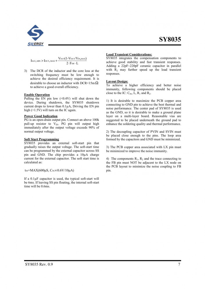SY8035DBC technical document page 7