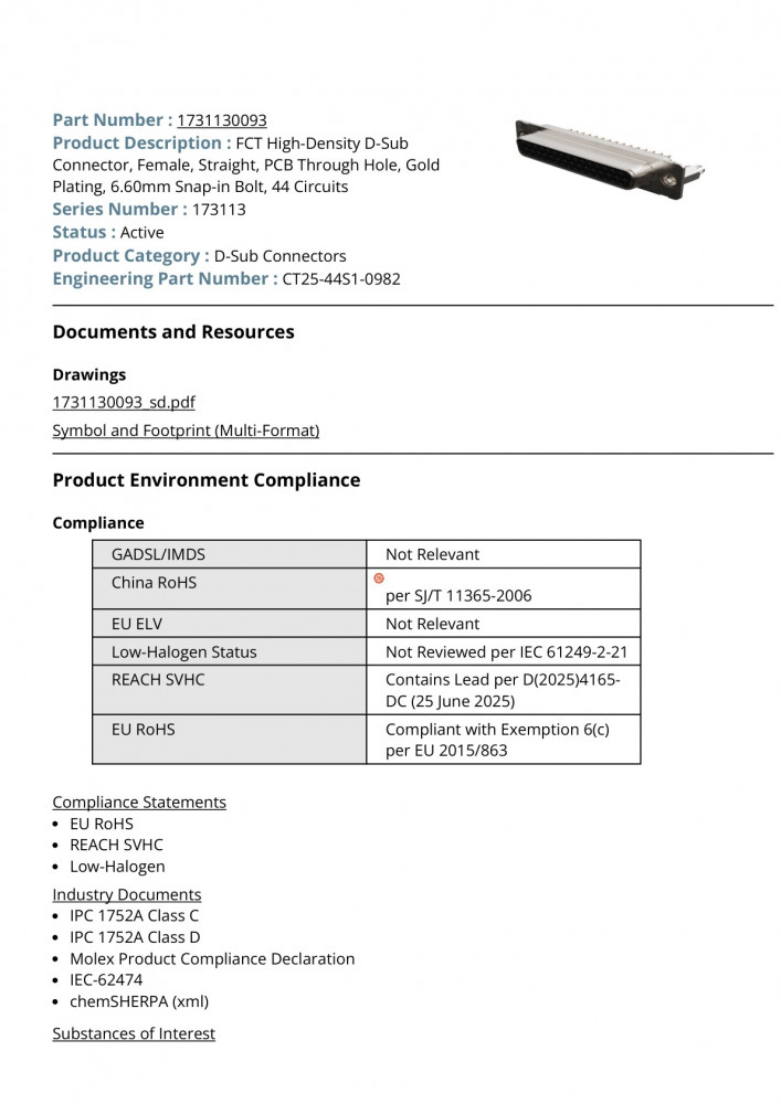 MOLEX 1731130093 product drawing page 1
