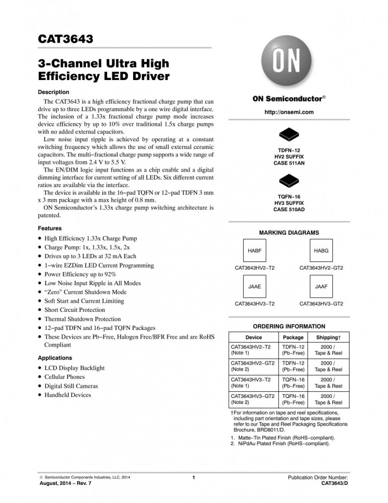 CAT3643 technical document page 1