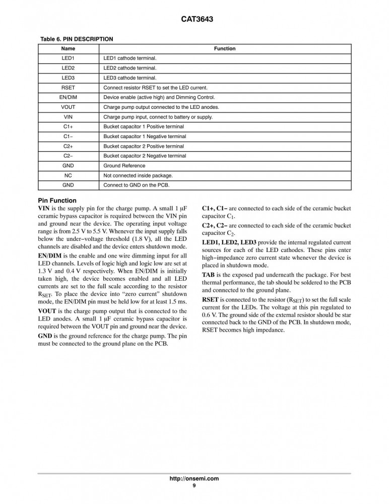 CAT3643 technical document page 9