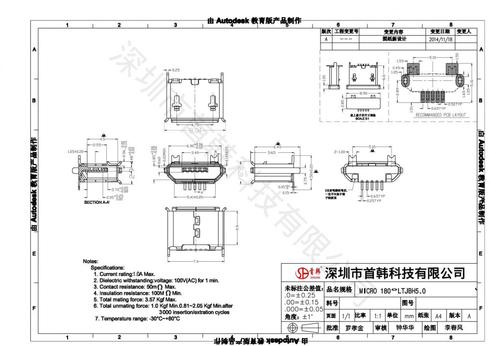 MICRO 180°LTJBH5.0 approval specification page 1