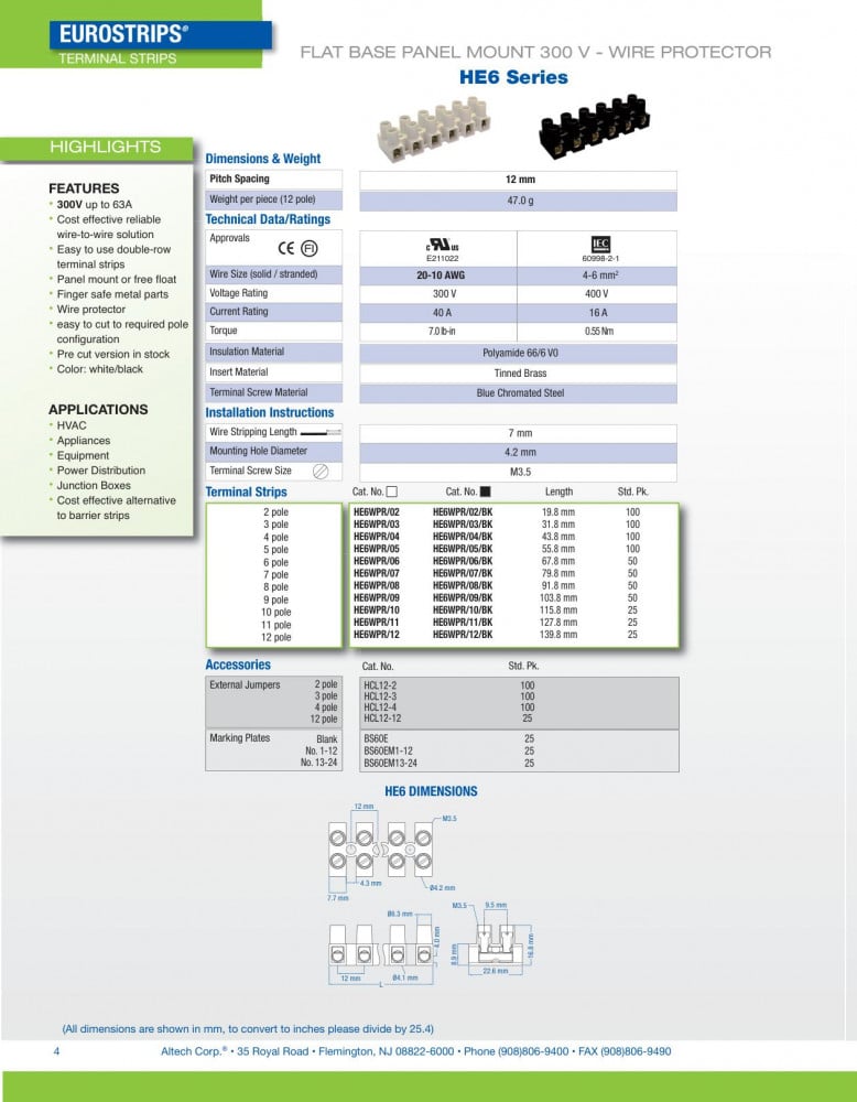 Altech HE series datasheet page 3
