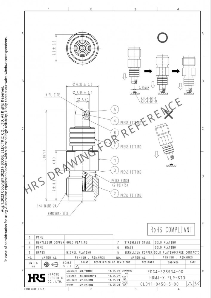 HRS HRMJ-X.FLP-ST3 technical document page