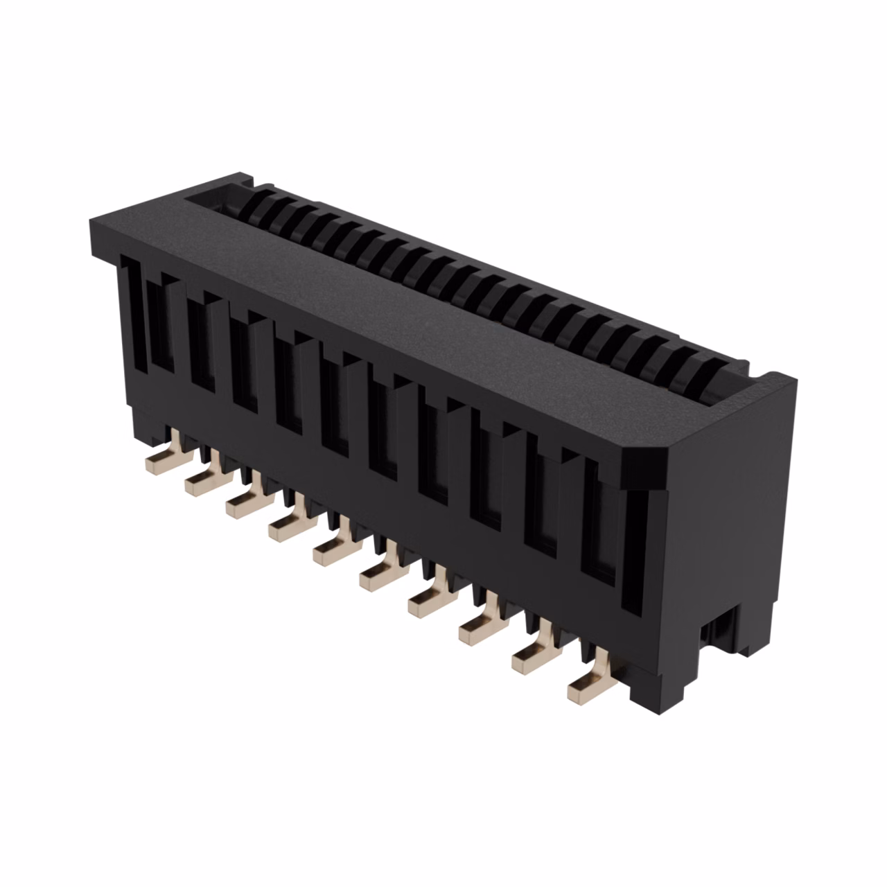 Easy-On FFC/FPC Connector, 0.50mm Pitch, Surface Mount, Vertical, Non-ZIF, Reverse Footprint, Tin Bismuth Plating, Long Terminal Type, Black, 19 Circuits for sale