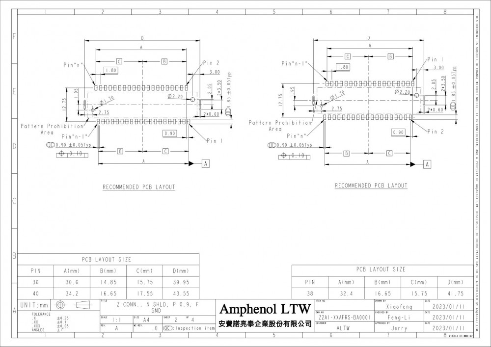 Amphenol Z2A1-36AFRS-BA0001 drawing sheet 2