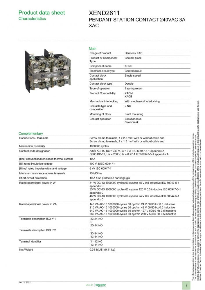 XEND2611 technical document page 1