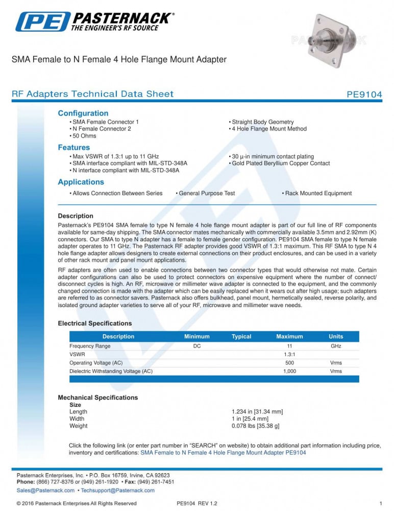 PE9104 technical document page 1