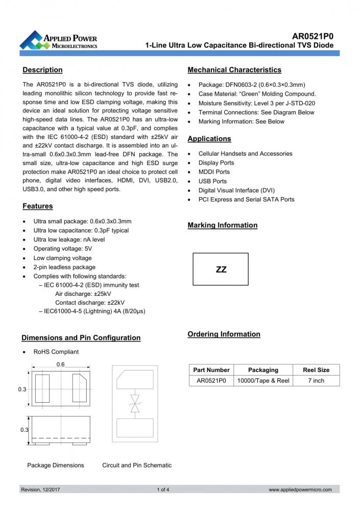 AR0521P0 datasheet page 1