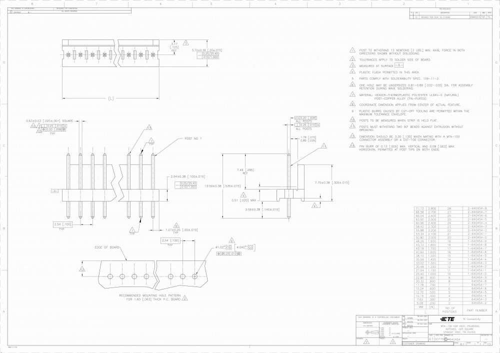 TE Connectivity 640454 drawing preview