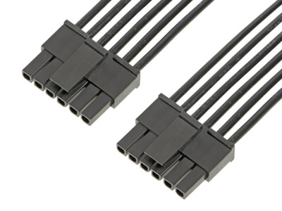 Micro-Fit 3.0 Female-to-Micro-Fit 3.0 Female Off-the-Shelf (OTS) Cable Assembly, Single Row, 150.00mm Length, Tin (Sn) Plating, 10 Circuits, Black