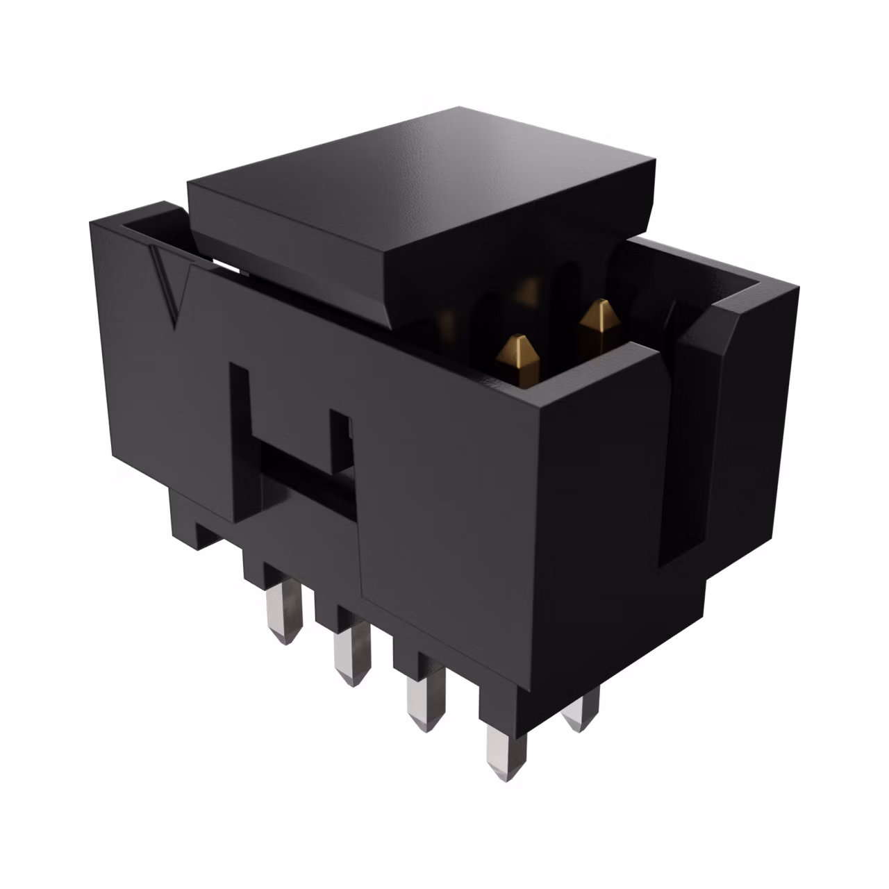 2.00mm Pitch, Milli-Grid PCB Header, Dual Row, Vertical, Through Hole, Shrouded, 8 Circuits, 0.38µm Gold (Au) Plating, 2.50mm Tail Length, Dual Side Slots, Center Friction Lock, with Cap, Tape and Reel for sale