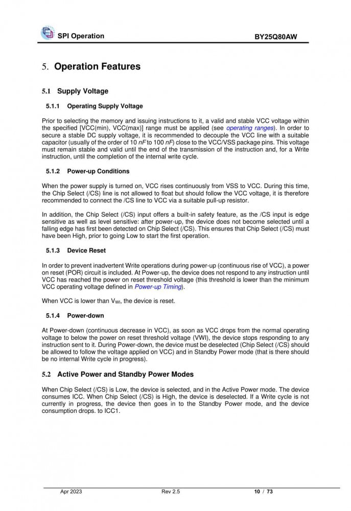 BY25Q80AW datasheet page 10