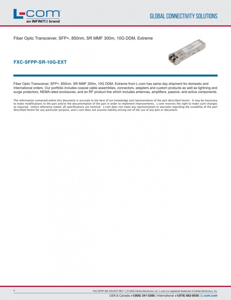 FXC-SFPP-SR-10G-EXT datasheet page 4
