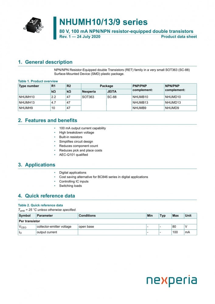 NHUMH10F technical document page 1