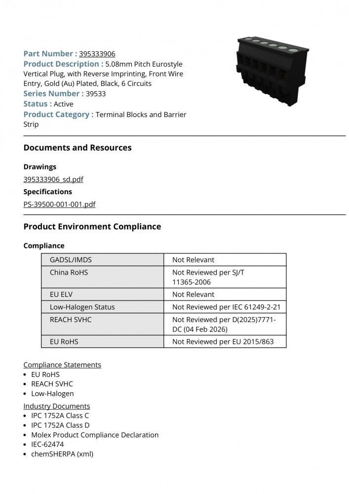 ESE Eurostyle terminal block document page 1