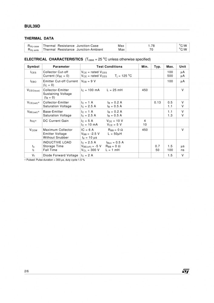 BUL39D datasheet page 2