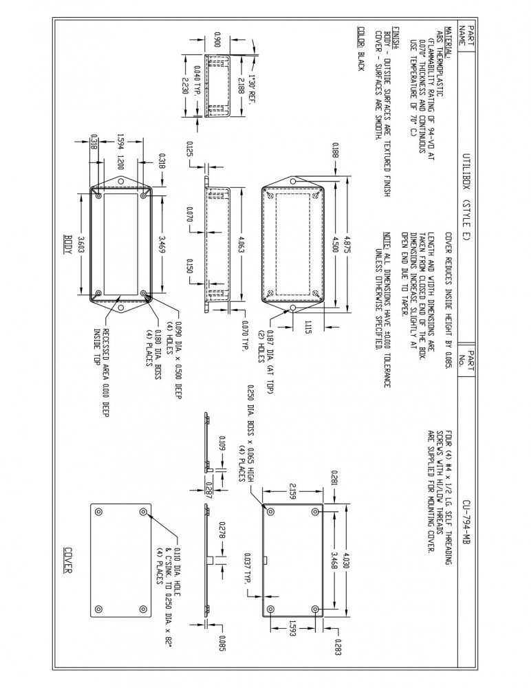CU-794-MB product drawing page