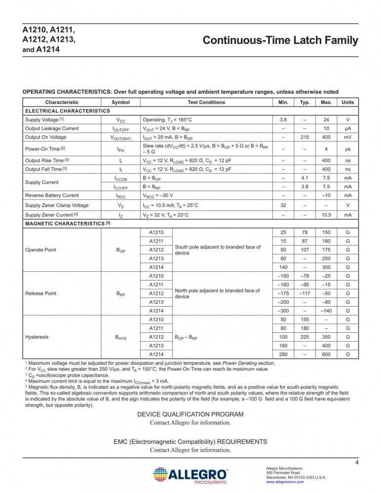 A1210 datasheet page 4