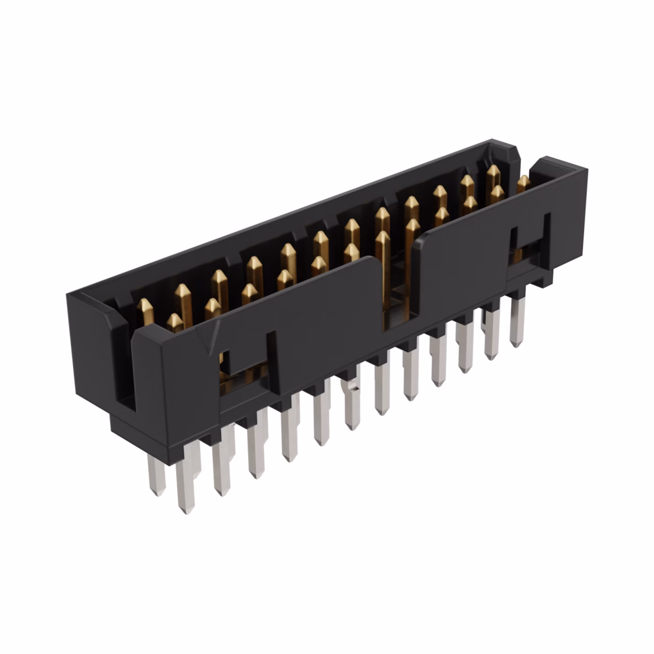 2.00mm Pitch, Milli-Grid PCB Header, Dual Row, Vertical, Through Hole, Shrouded, 24 Circuits, 0.76µm Gold (Au) Plating, 2.80mm Tail Length, Dual Side Slots, Dual Friction Locks, Center Polarization, with Peg, Tube