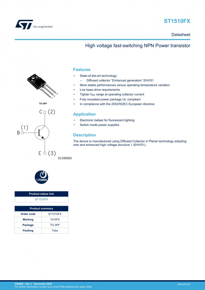 ST1510FX datasheet page 1