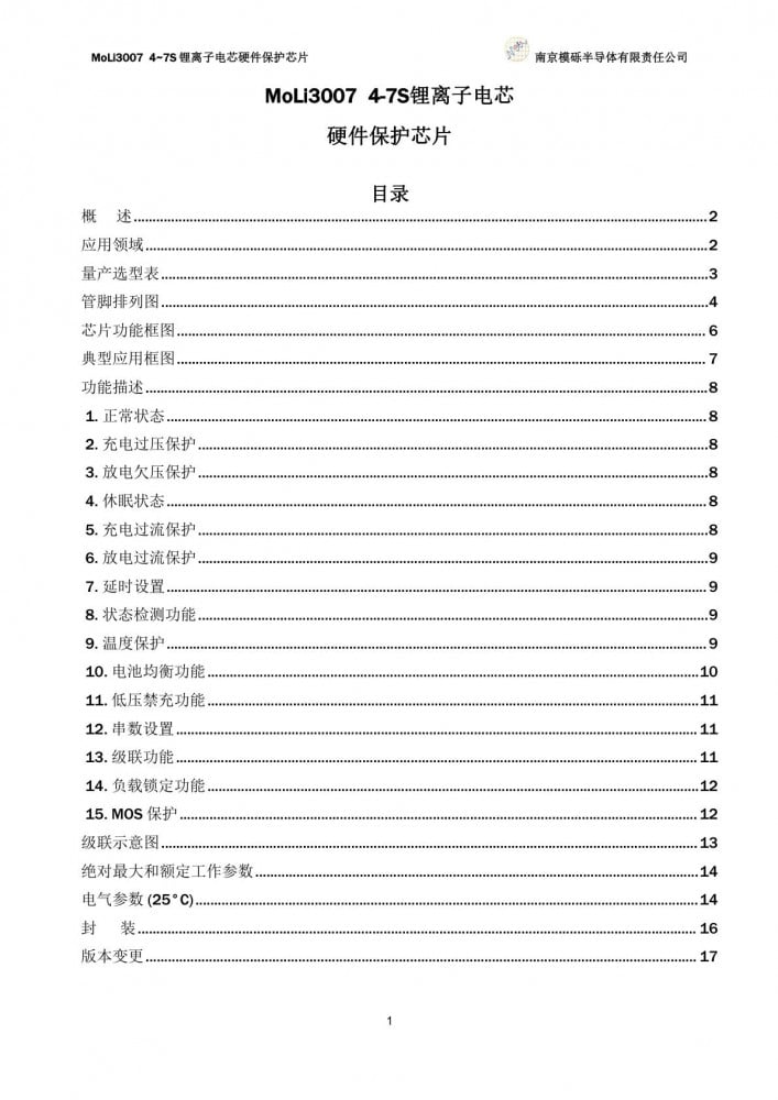 MoLi3007 datasheet page 1