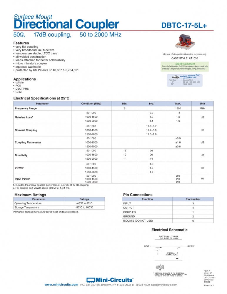 DBTC-17-5L+ datasheet page 1