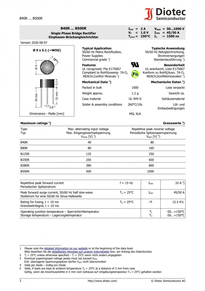 B80R datasheet page 1
