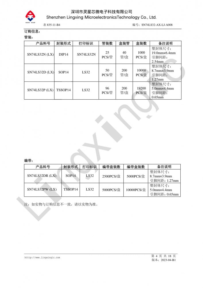 SN74LS32DR(LX) datasheet page 4
