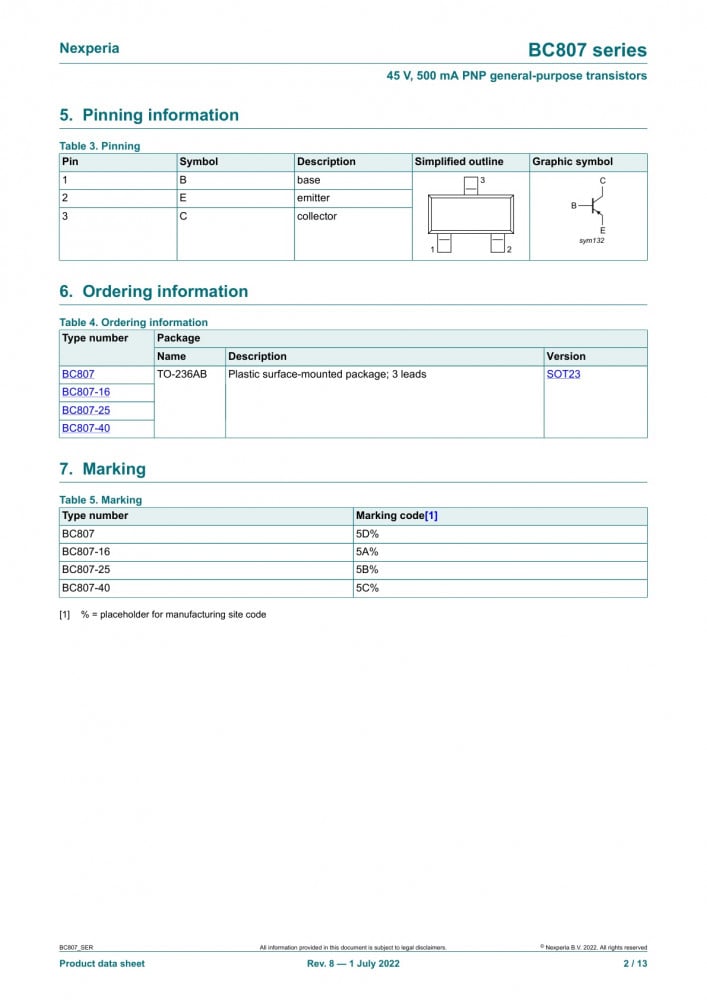BC807-40 datasheet page 2