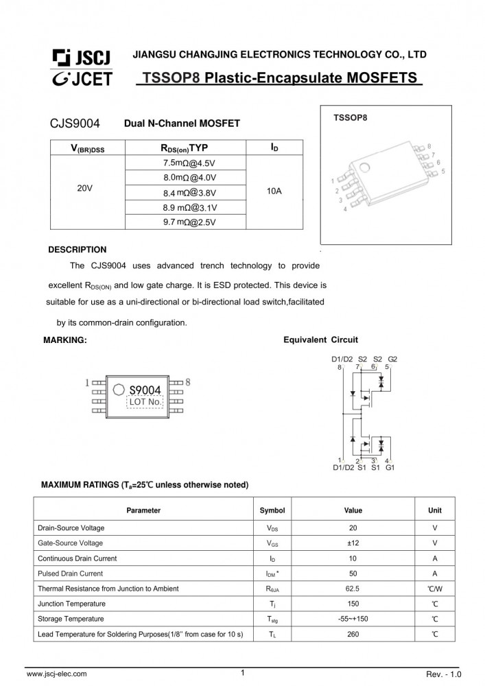 CJS9004 datasheet page 1