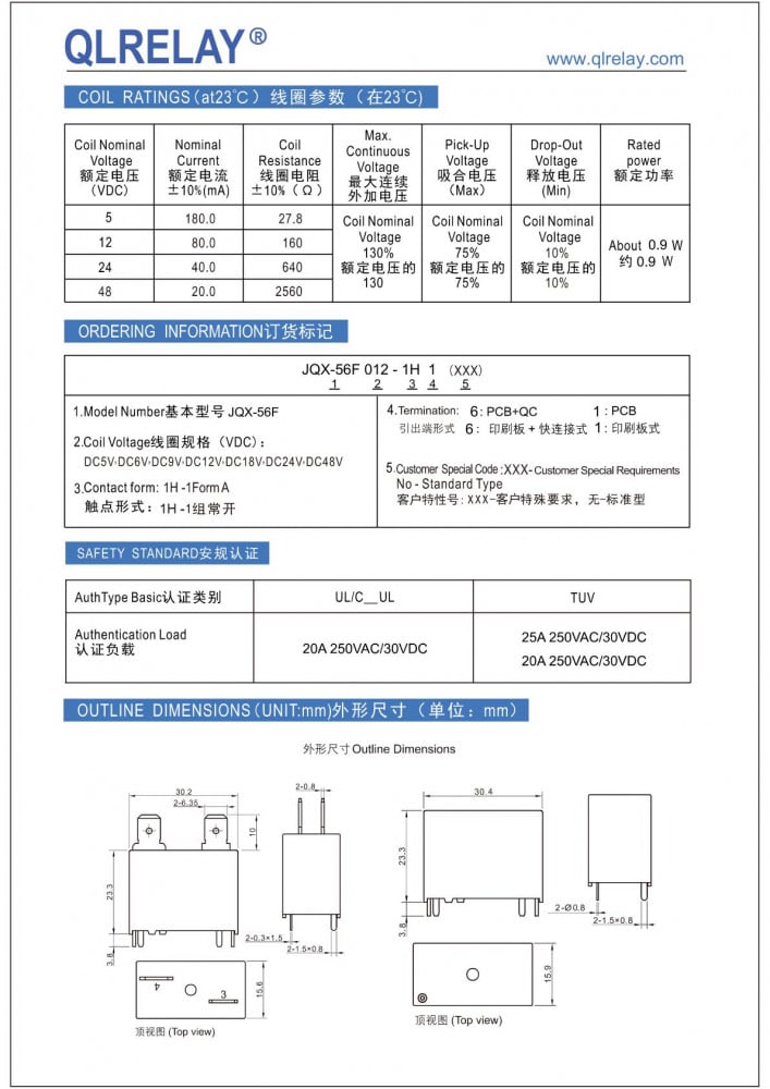 JQX-56F datasheet page 2