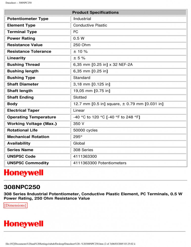 308NPC250 product document page 2