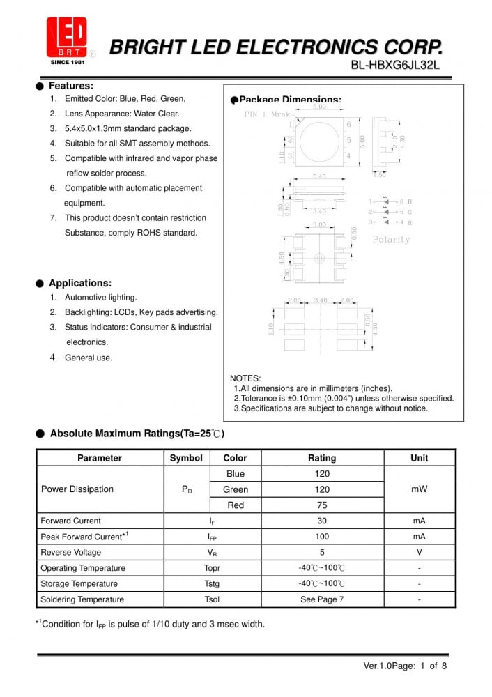BL-HBXG6JL32L datasheet page 1
