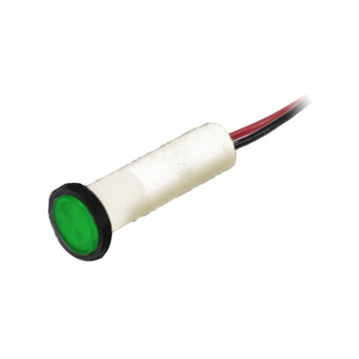 LED Panel Mount Indicator Red .250″ Flush 28V Wire Leads