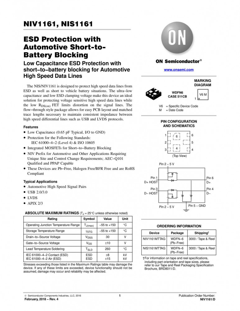 NIV1161MTTAG datasheet page 1