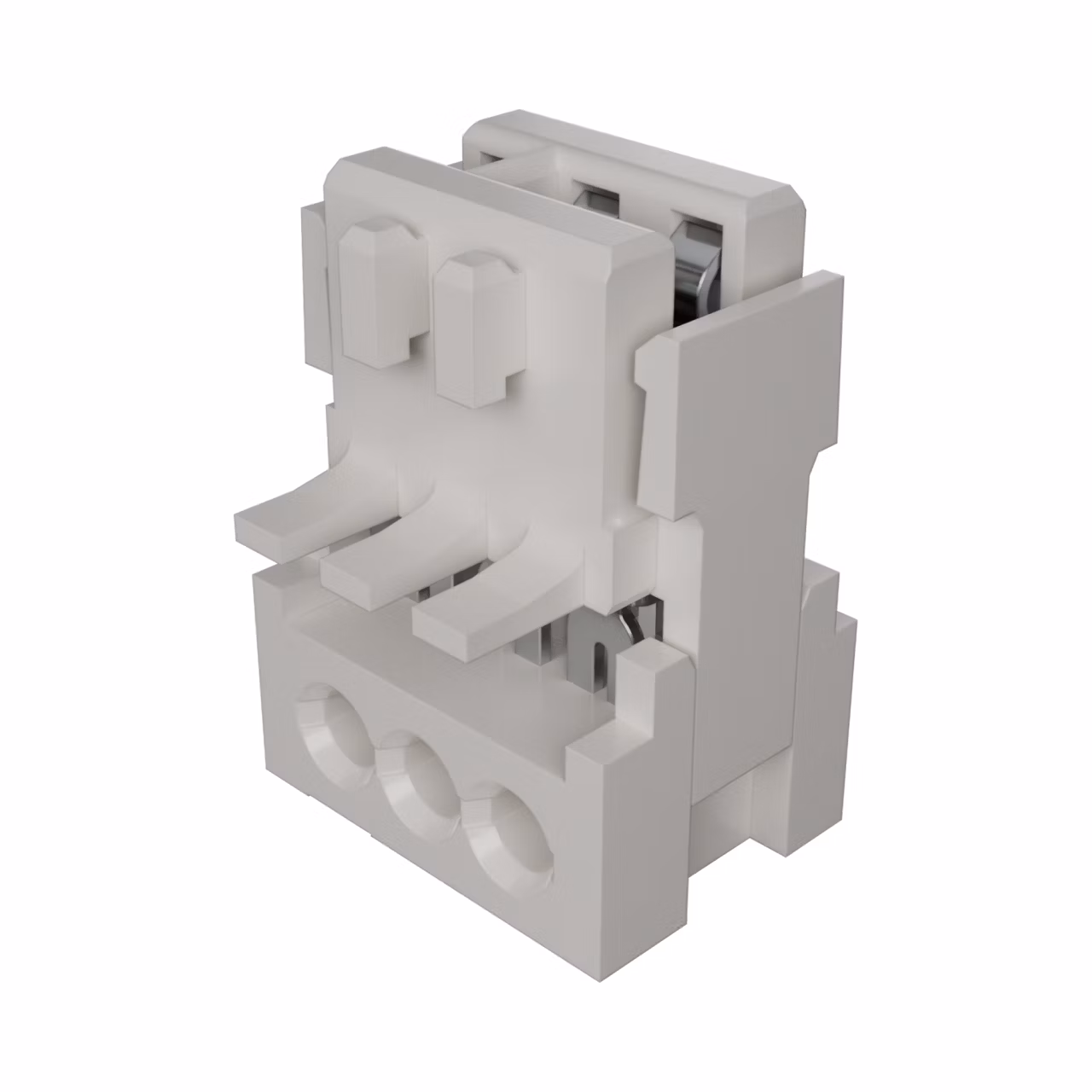 Appli-Mate RAST 2.5 IDT Housing, 2.50mm Pitch, with Side Latches, Female, 3 Circuits, Position Keys A & D Removed, Polarizing Rib Between 1/2, Red Color Stripe for sale