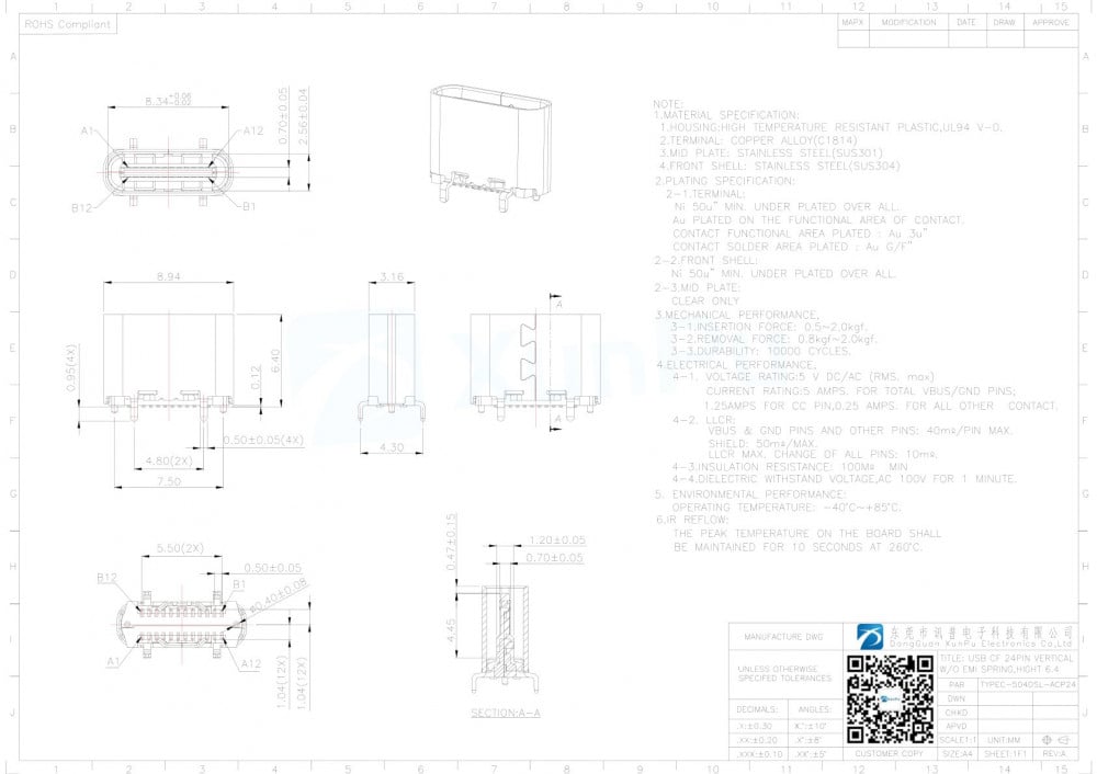 TYPEC-504DSL-ACP24 technical drawing page 1