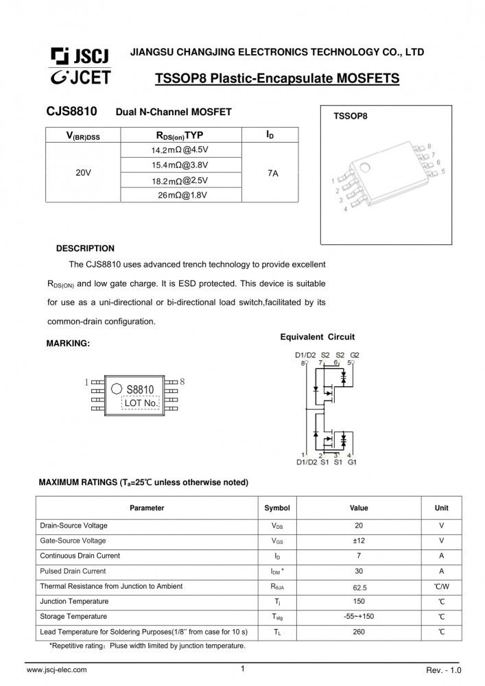 CJS8810 datasheet page 1