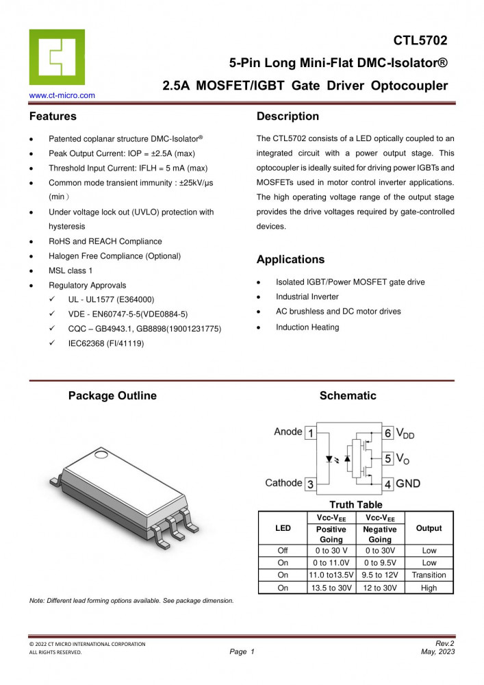 CTL5702 datasheet page 1