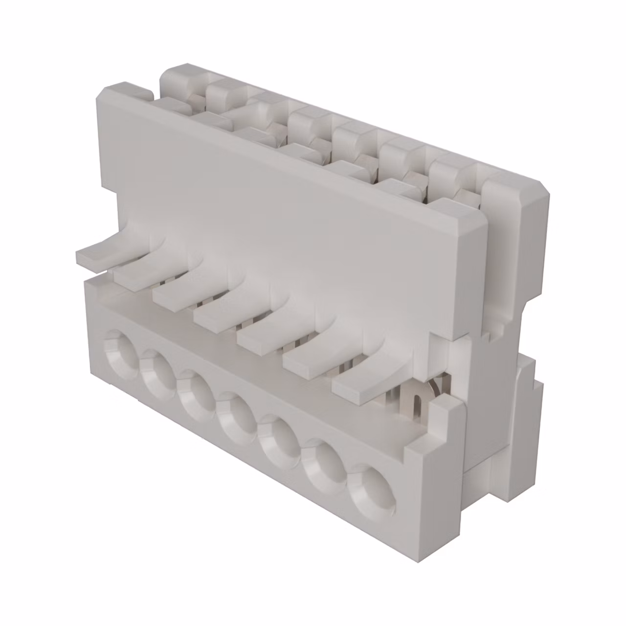 Appli-Mate RAST 2.5 IDT Housing, 2.50mm Pitch, Direct/Indirect, Female, 7 Circuits, All Position Keys Removed, Polarizing Rib Between Circuits 2 and 3 for sale