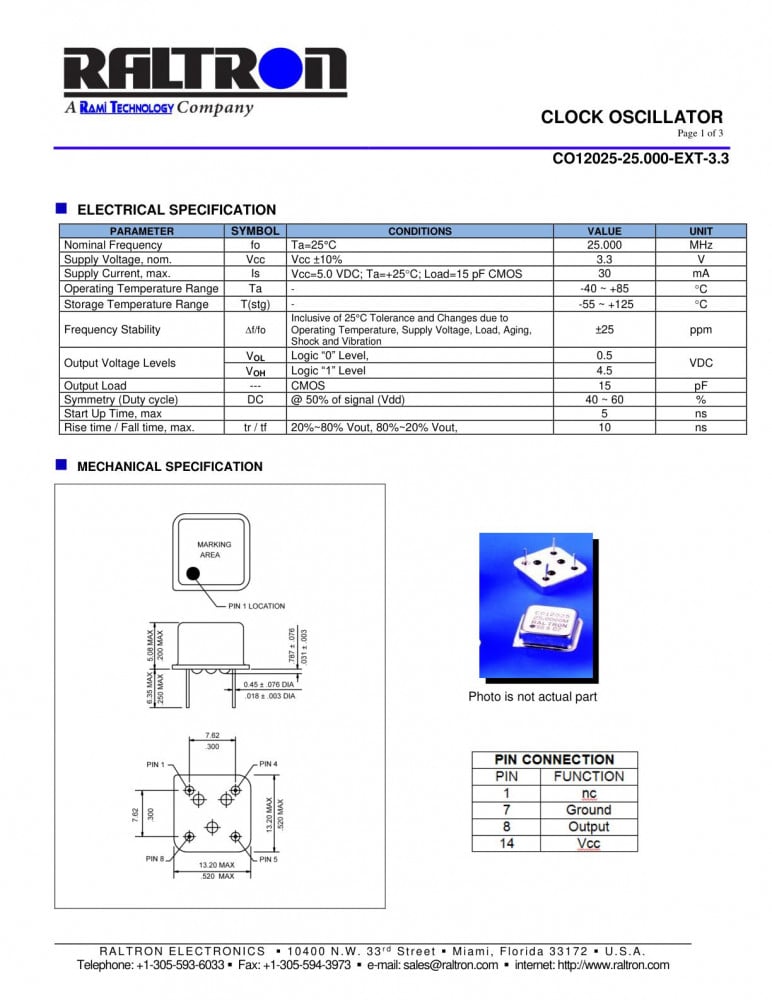 CO12025-25.000-EXT-3.3 datasheet page 1