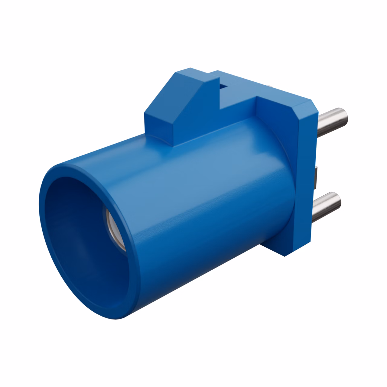 FAKRA Jack, Straight, PCB Receptacle, Through Hole, Die Cast Body, Tin (Sn) Plated, Keying Code Z, Water Blue, 50 Ohms for sale