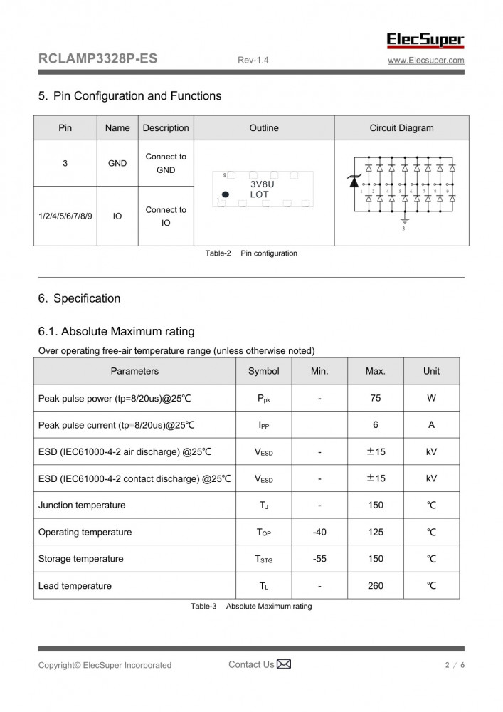 RCLAMP3328P-ES datasheet page 2