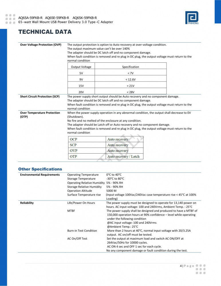 AQ65A-59FKB-R technical document page 4