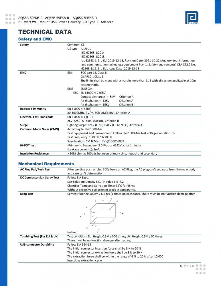 AQ65A-59FKB-R technical document page 5