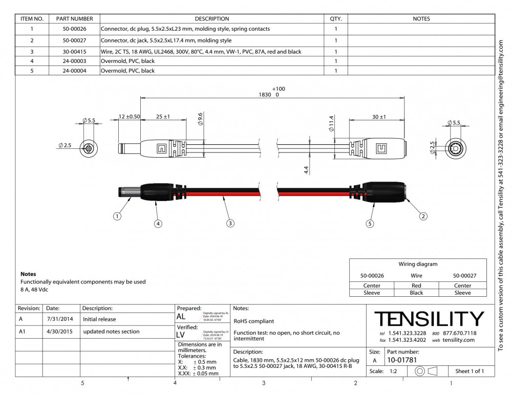 Tensility International 10-01781 product drawing